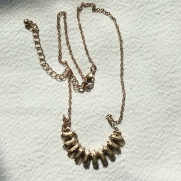 Jewelry | Gold Half Circle With Green Stones Necklace | Poshmark